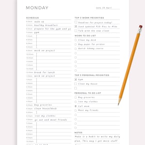 Work From Home Planner, Personal Daily Planner, Daily Hourly Planner ...
