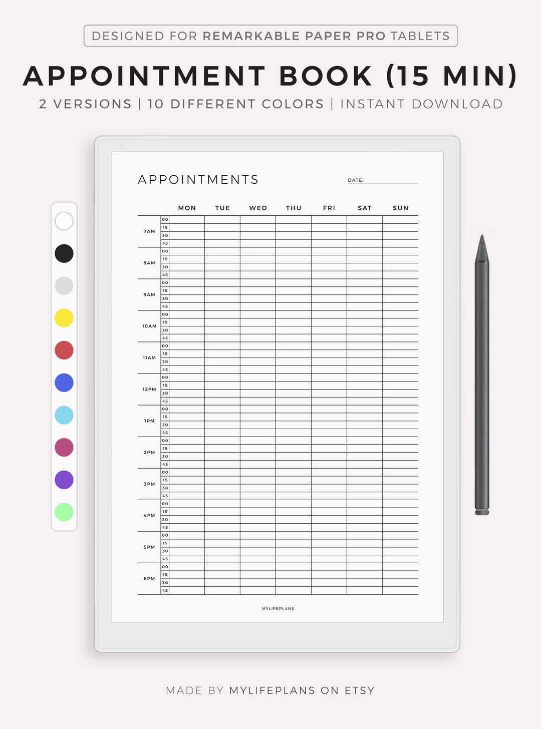 Appointment Book 15 Minute Intervals, Appointment Reminder, Meeting ...