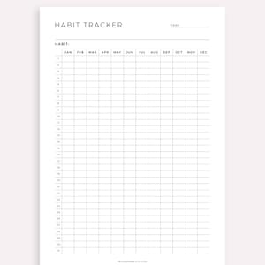 Yearly Habit Tracker Printable & Fillable, Routine Tracker, Annual Goal ...