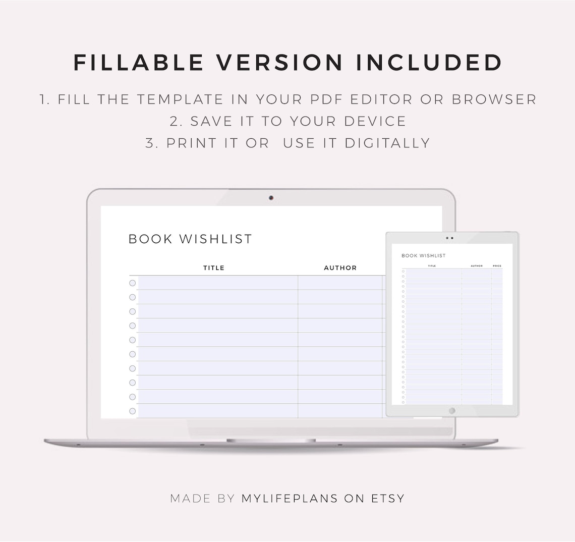 Book Wishlist Printable Template, Book Shopping Wishlist, Gift for Me ...