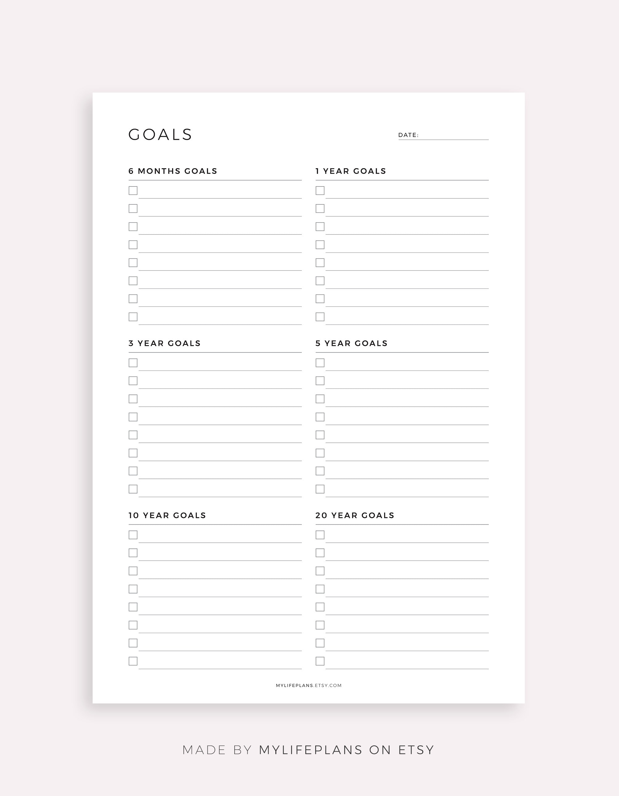 Goal Planner Printable Goal Setting Planner Productivity - Etsy