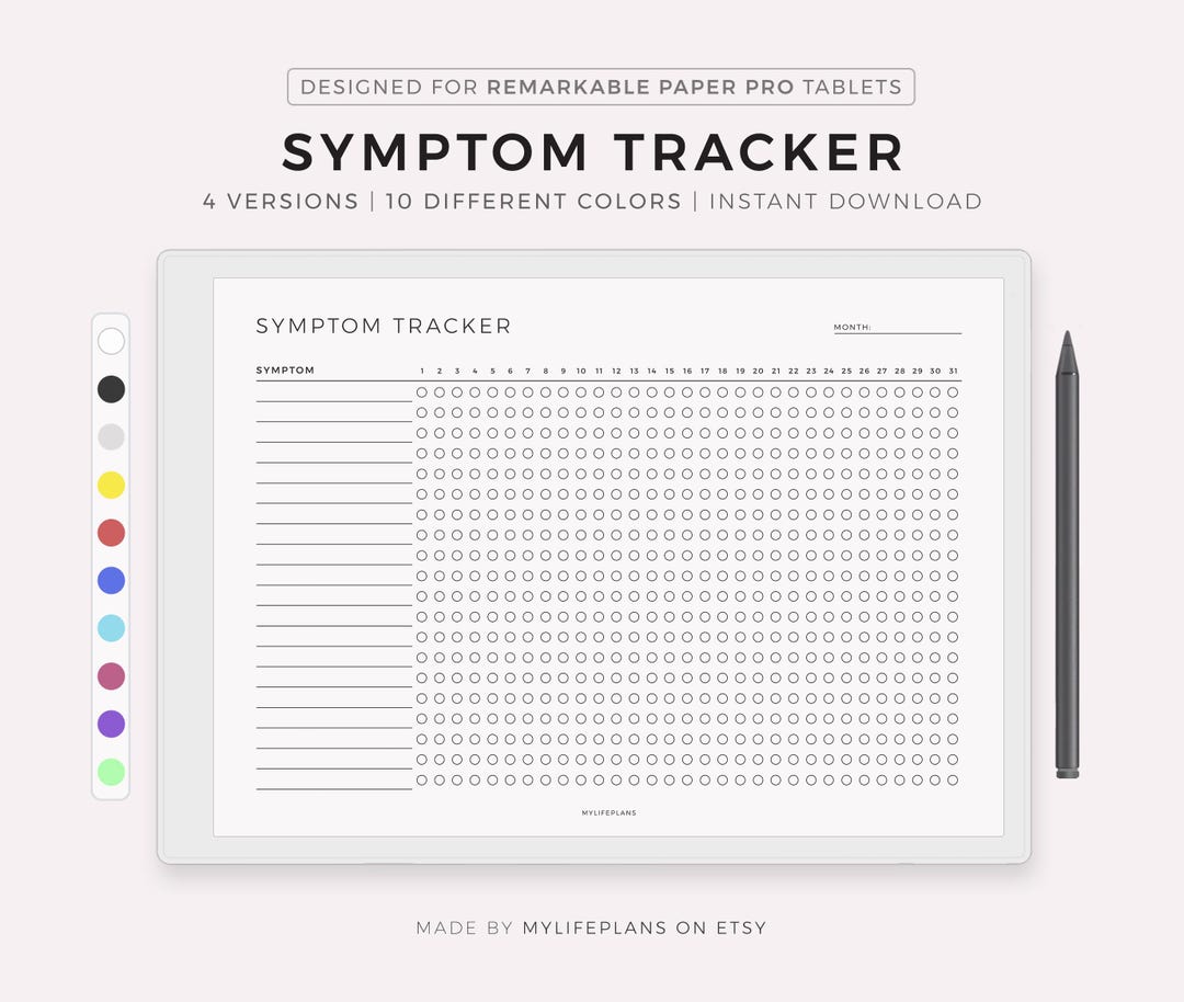 Symptom Tracker for Remarkable Paper Pro, Landscape, Instant Download ...