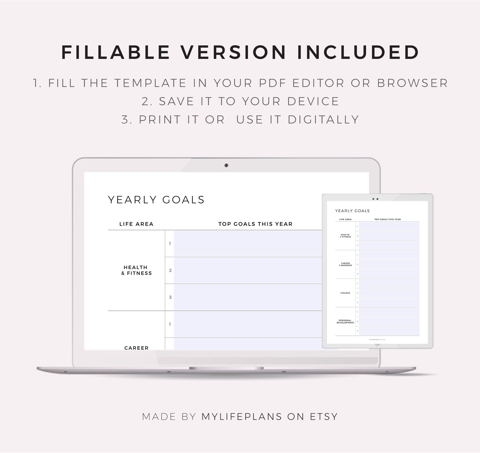 8 Areas of Life Planner Printable & Fillable PDF Goal - Etsy