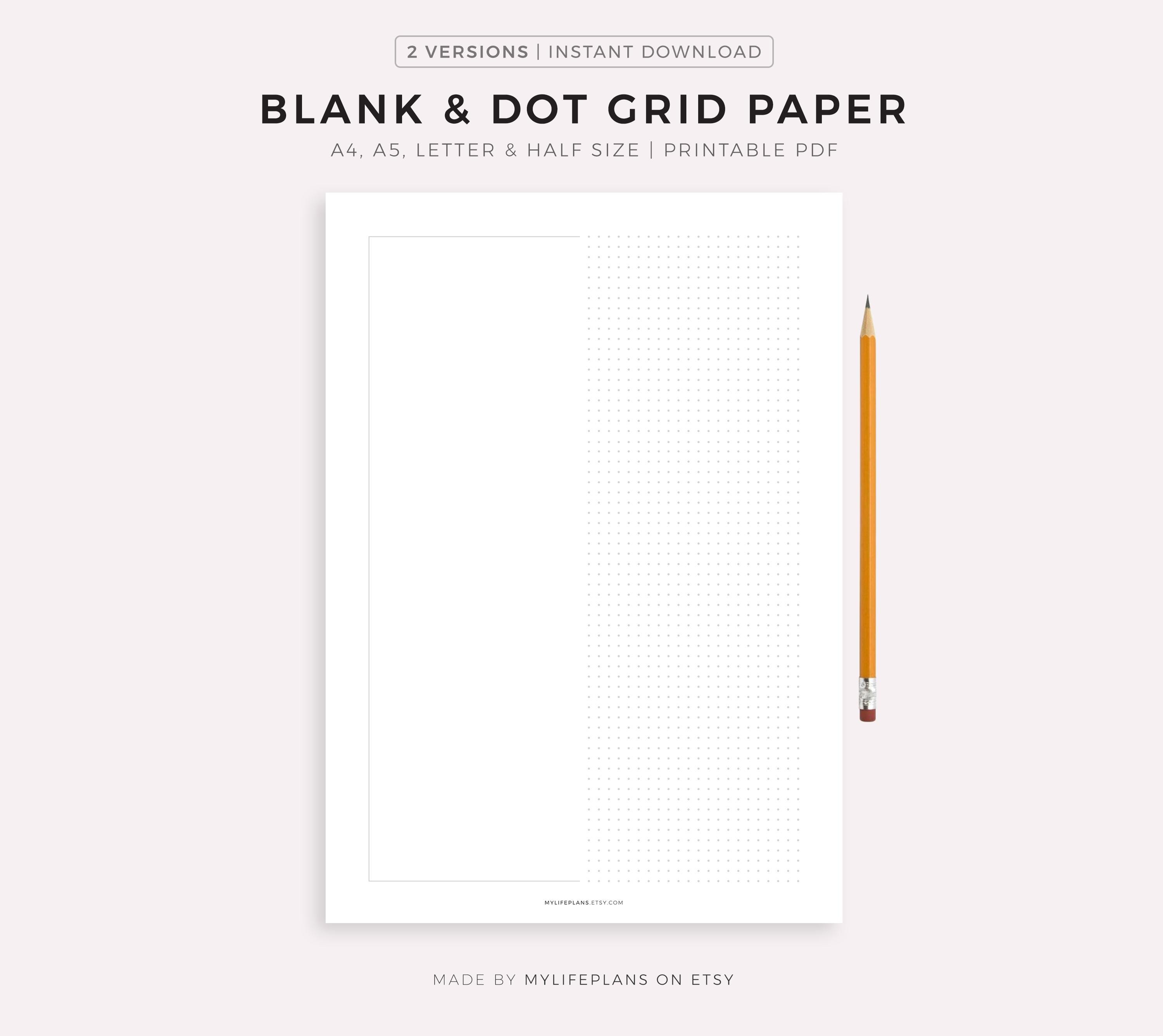 Blank & Dot Grid Paper Printable, A4/a5/letter/half Size, Instant ...