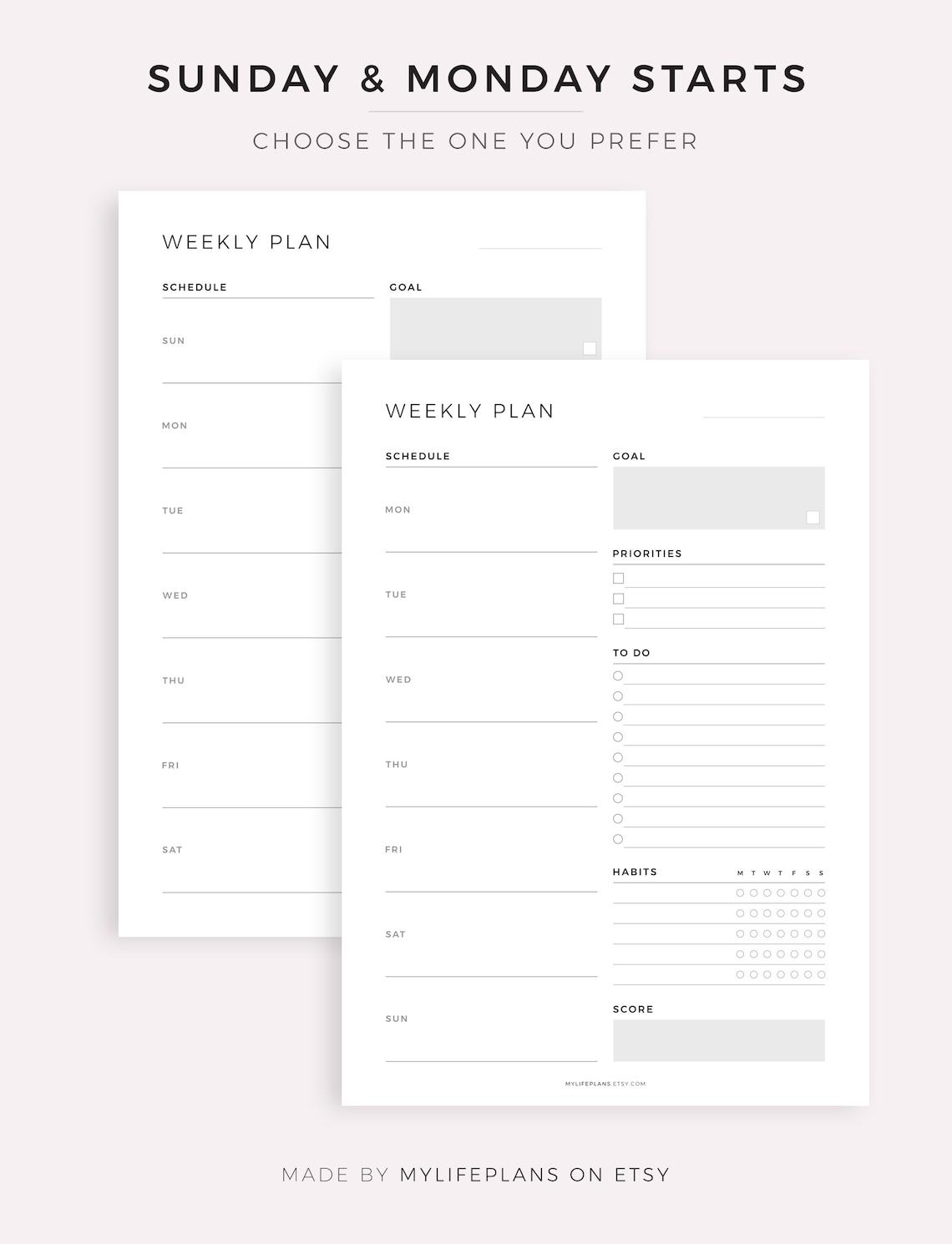 Productivity Weekly Planner Printable Weekly Goal Planner - Etsy