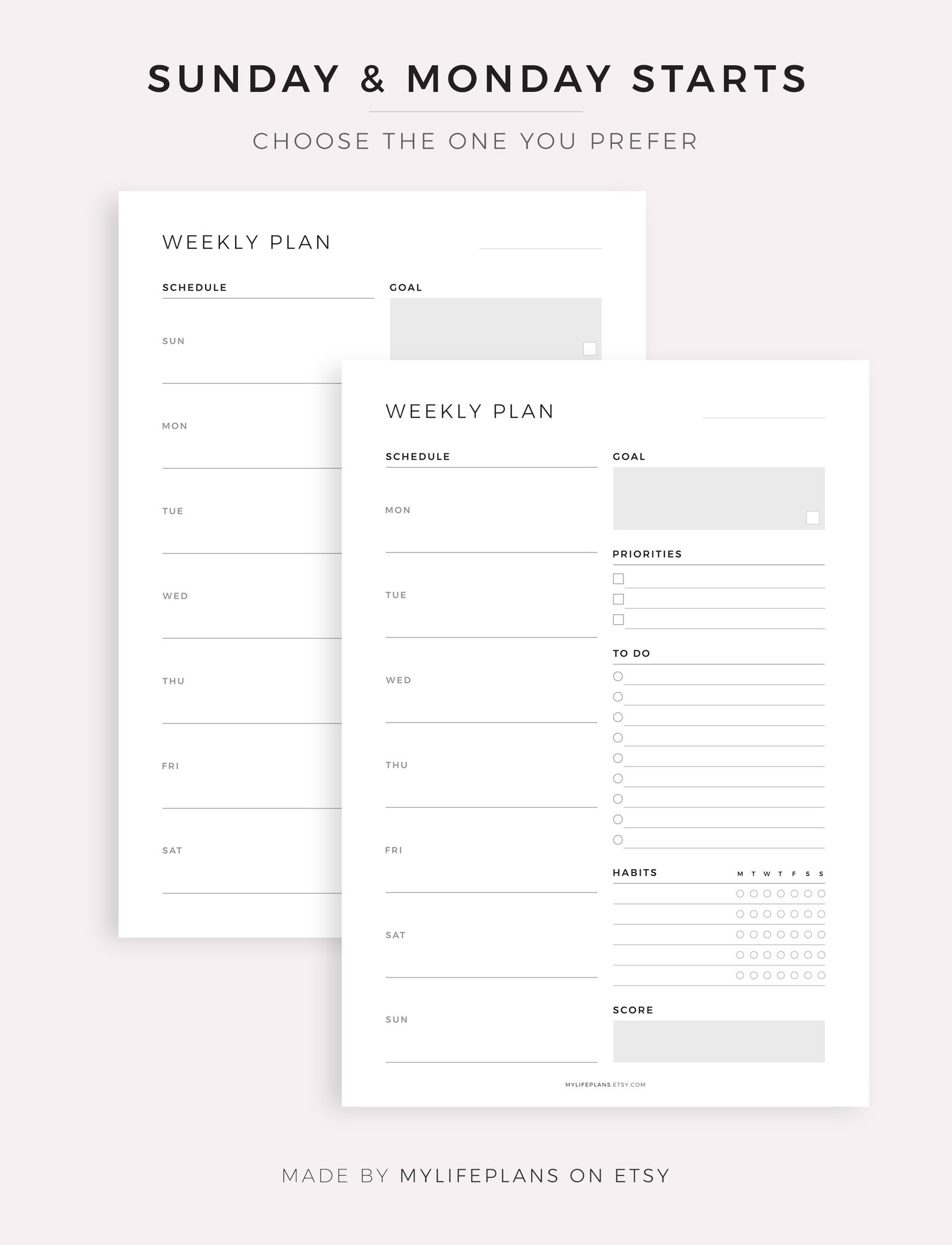 Productivity Weekly Planner Printable Weekly Goal Planner - Etsy