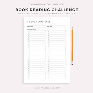 Book Reading Challenge Printable Template, Book Reading Tracker, Books ...