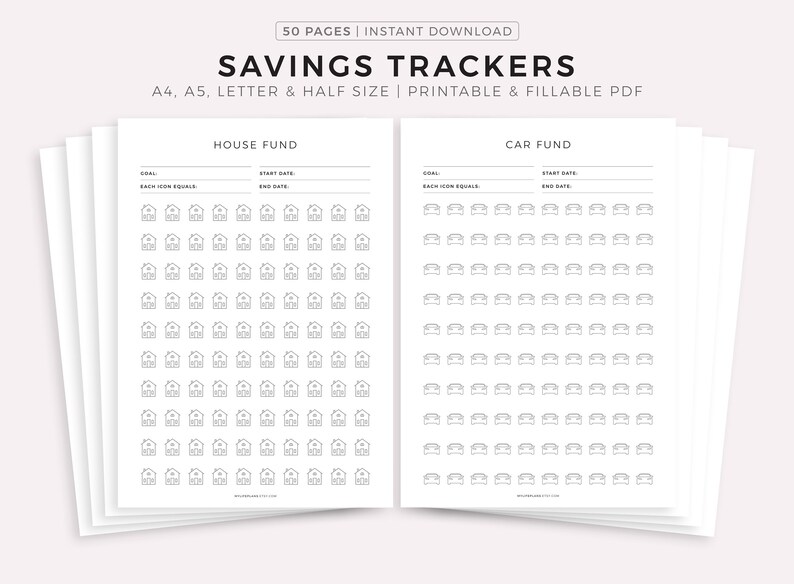 Money Savings Trackers Printable Saving Challenges Budget - Etsy