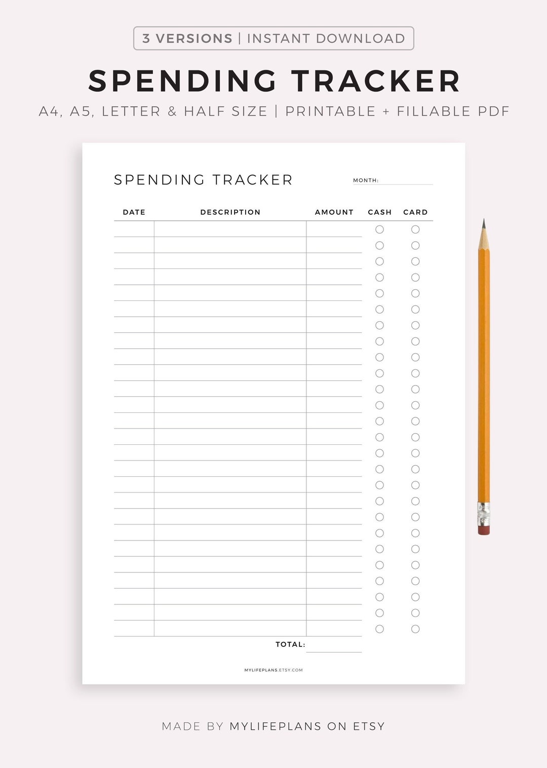 Spending Tracker Printable, Expense Tracker, Budget Template, Financial ...