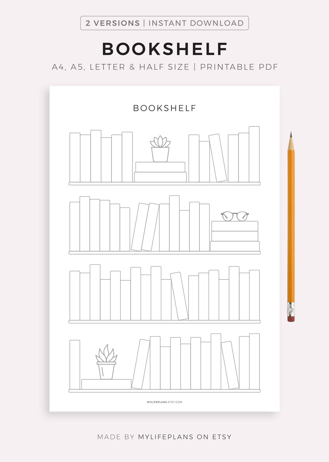 Bookshelf Printable Template, Books to Read, Books I've Read, Book ...