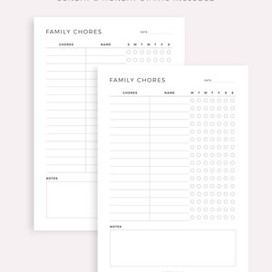Simple Weekly Family Chores Printable, Kids & Adults House ...