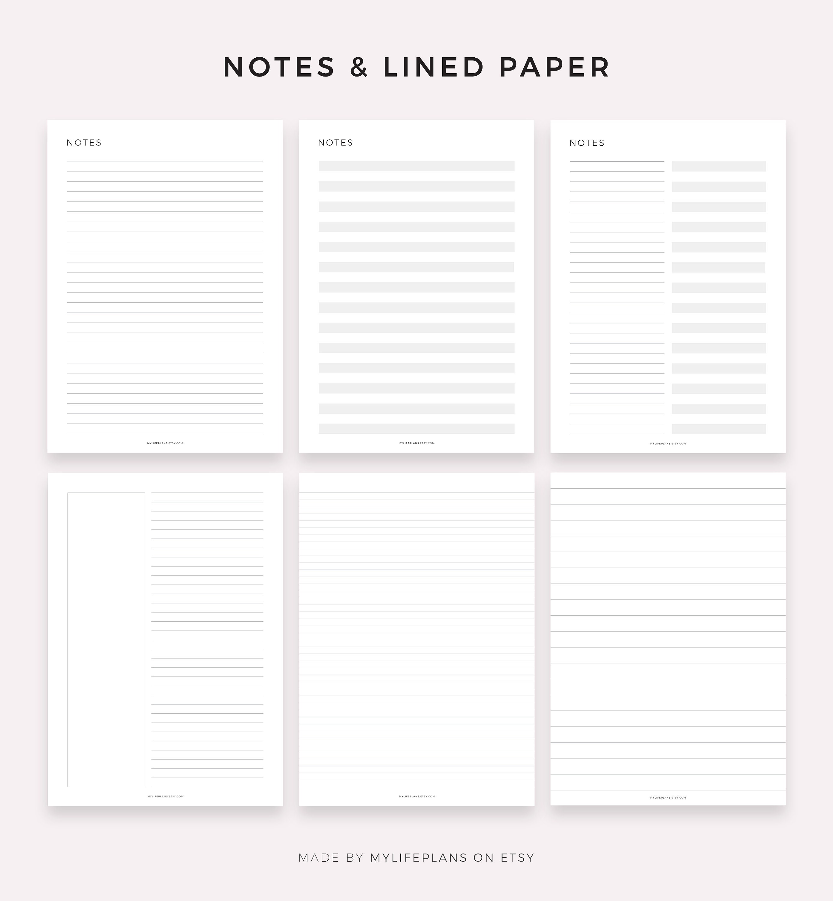 Notes Lined Graph & Dot Grid Paper Pages Bundle Printable - Etsy