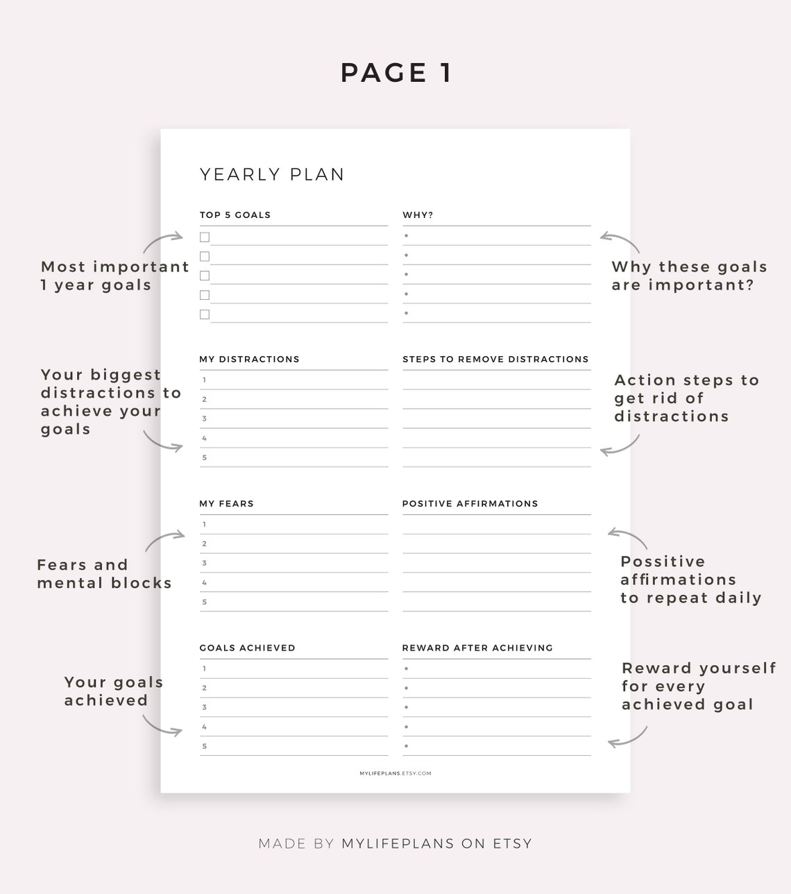 Yearly Goals Planner Goal Setting Goal Planning - Etsy