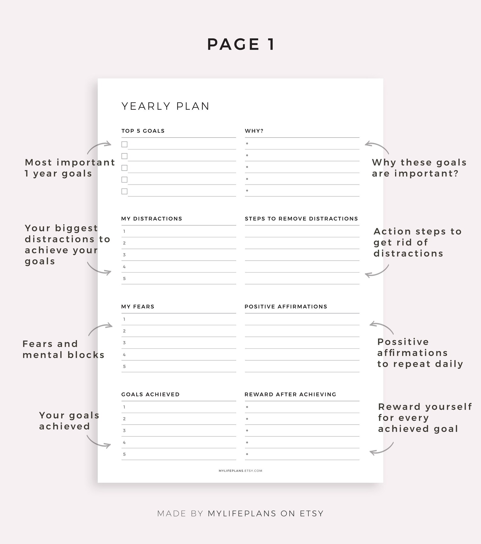 Yearly Goals Planner Goal Setting Goal Planning - Etsy