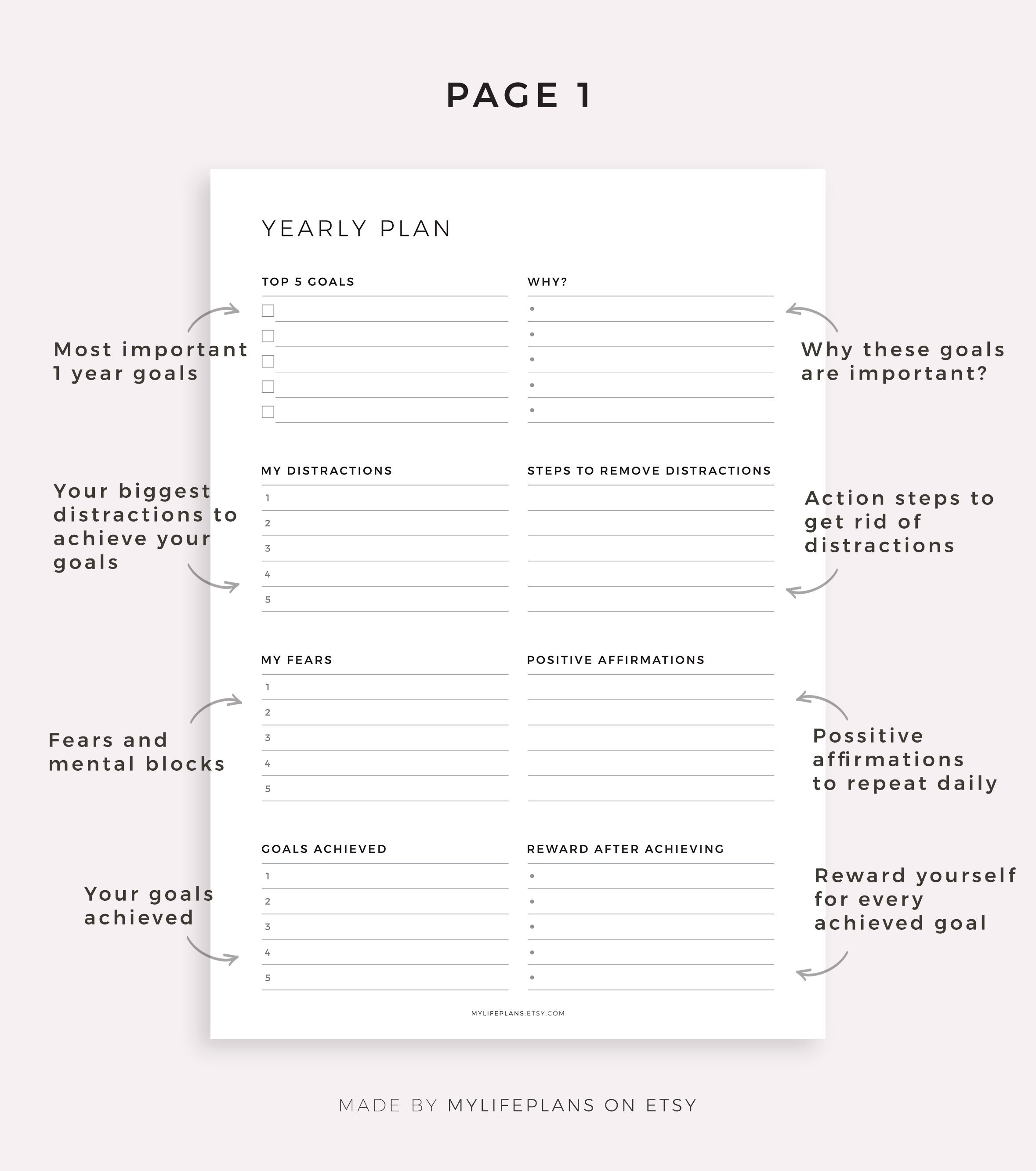 Yearly Goals Planner Goal Setting Goal Planning - Etsy