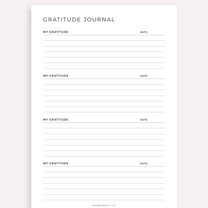 Simple Gratitude Journal Printable Template, Gratitude Notebook ...