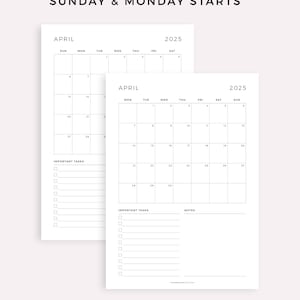 2025 Monthly Planner on One Page, Monthly Organizer, Monthly Agenda ...