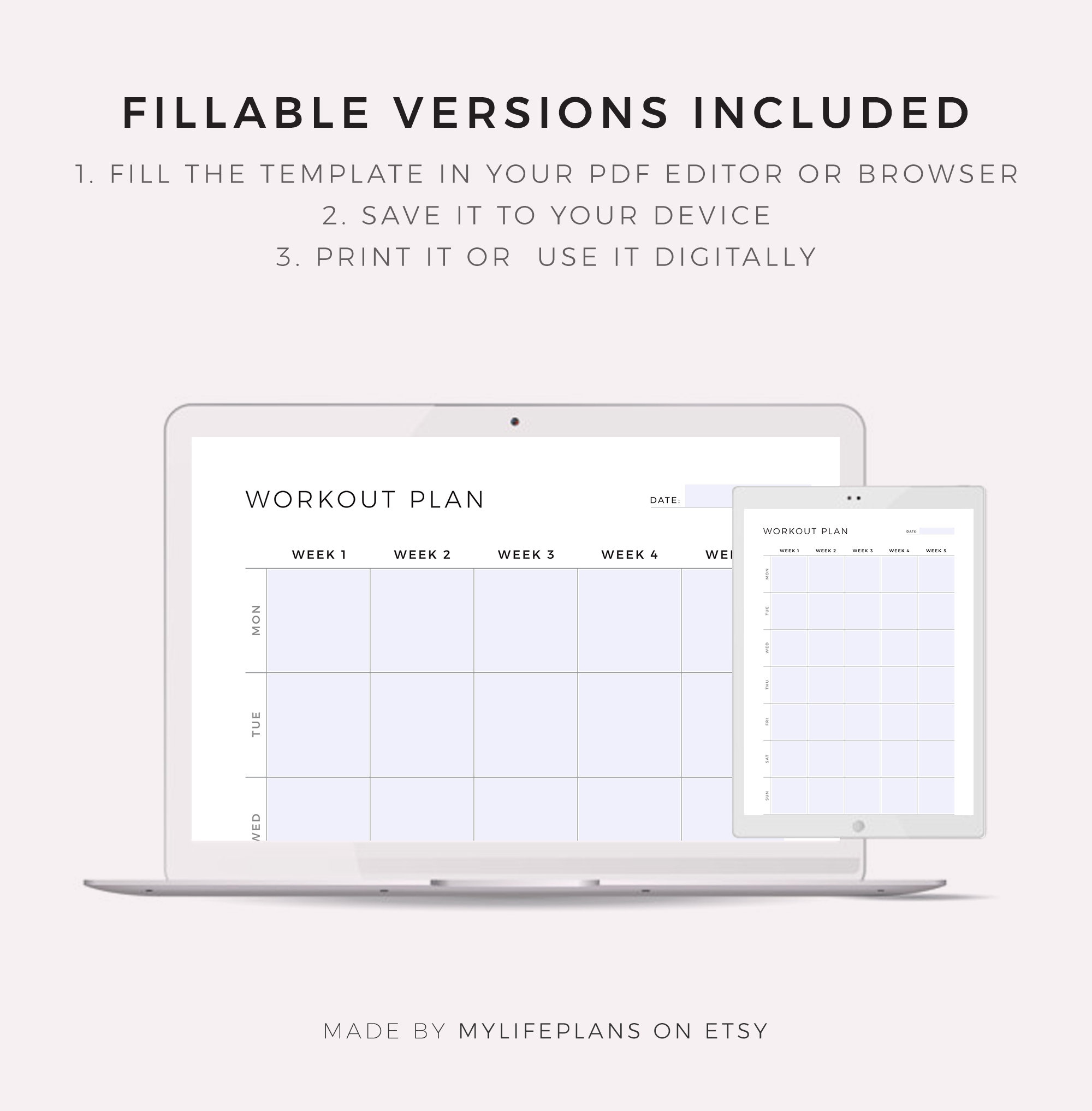 Monthly Workout Planner Printable 30 Days Fitness Planner - Etsy