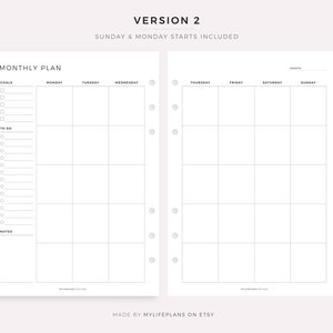 Monthly Goal Planner on Two Pages Printable, Monthly to Do List ...