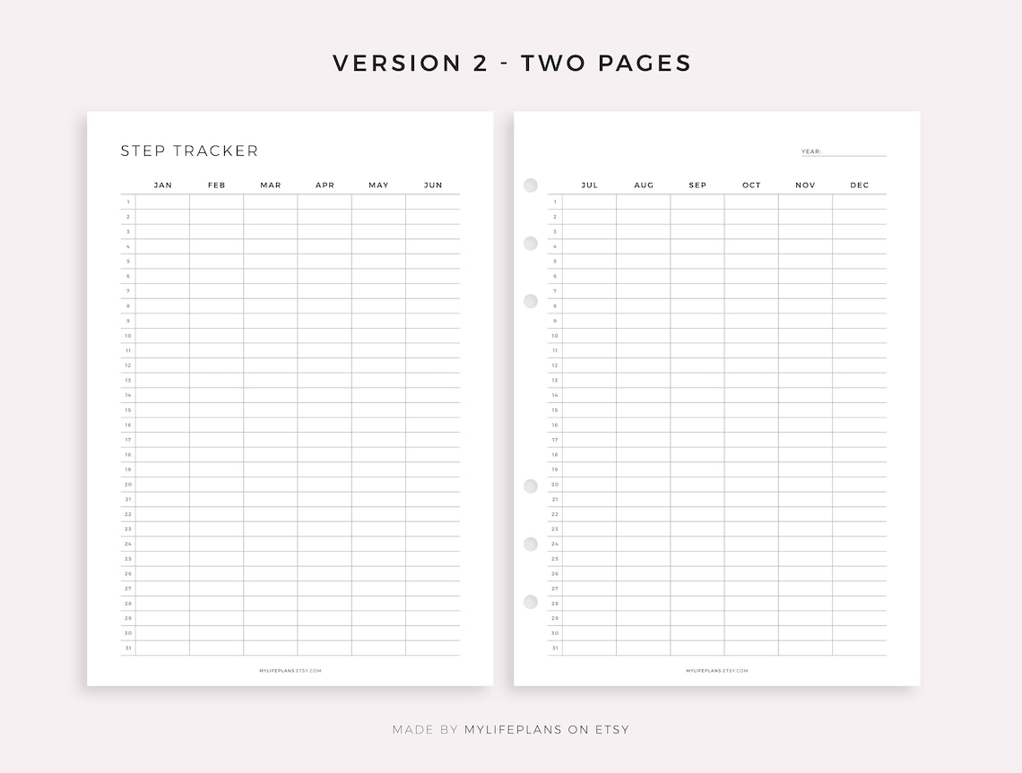 365 Day Step Tracker Printable Daily Step Record Exercise - Etsy UK