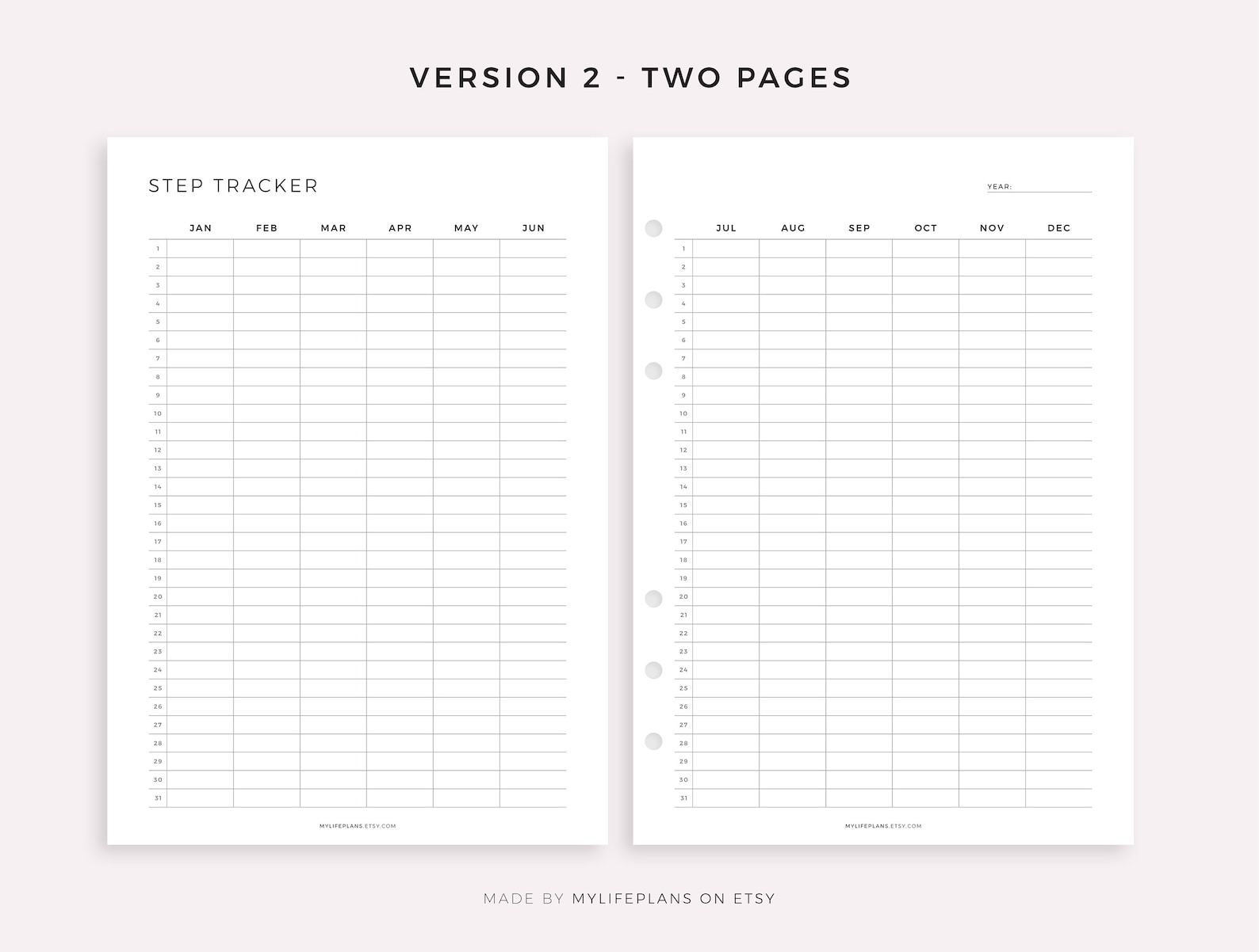 365 Day Step Tracker Printable Daily Step Record Exercise - Etsy