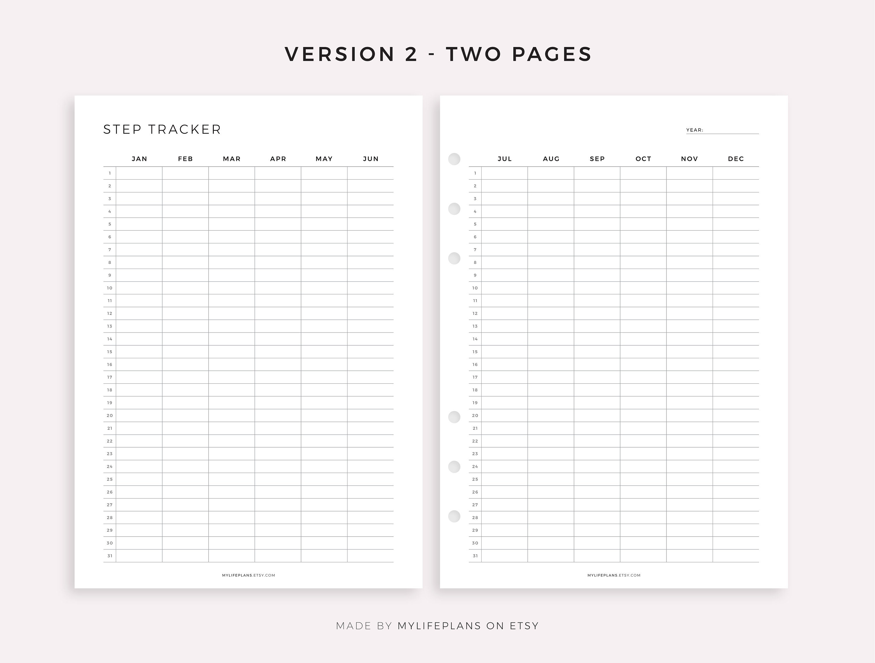365 Day Step Tracker Printable Daily Step Record Exercise - Etsy