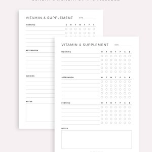 Daily Vitamin Tracker Printable, Supplement Checklist, Vitamin İntake ...