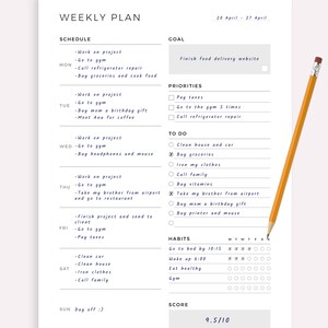 Productivity Weekly Planner Printable, Weekly Goal Planner, Weekly ...