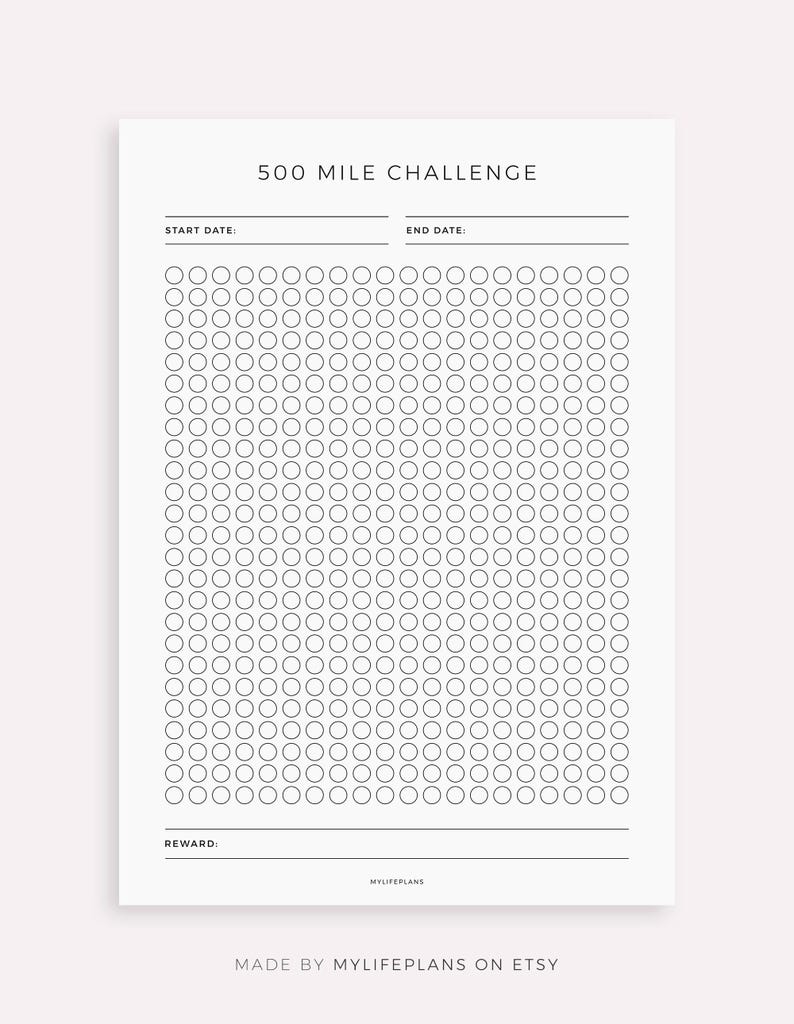 500 Mile Running or Walking Challenge, Workout Challenge, Exercise ...