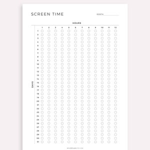 Screen Time Tracker Printable - Get Your Digital Life Under Control by ...