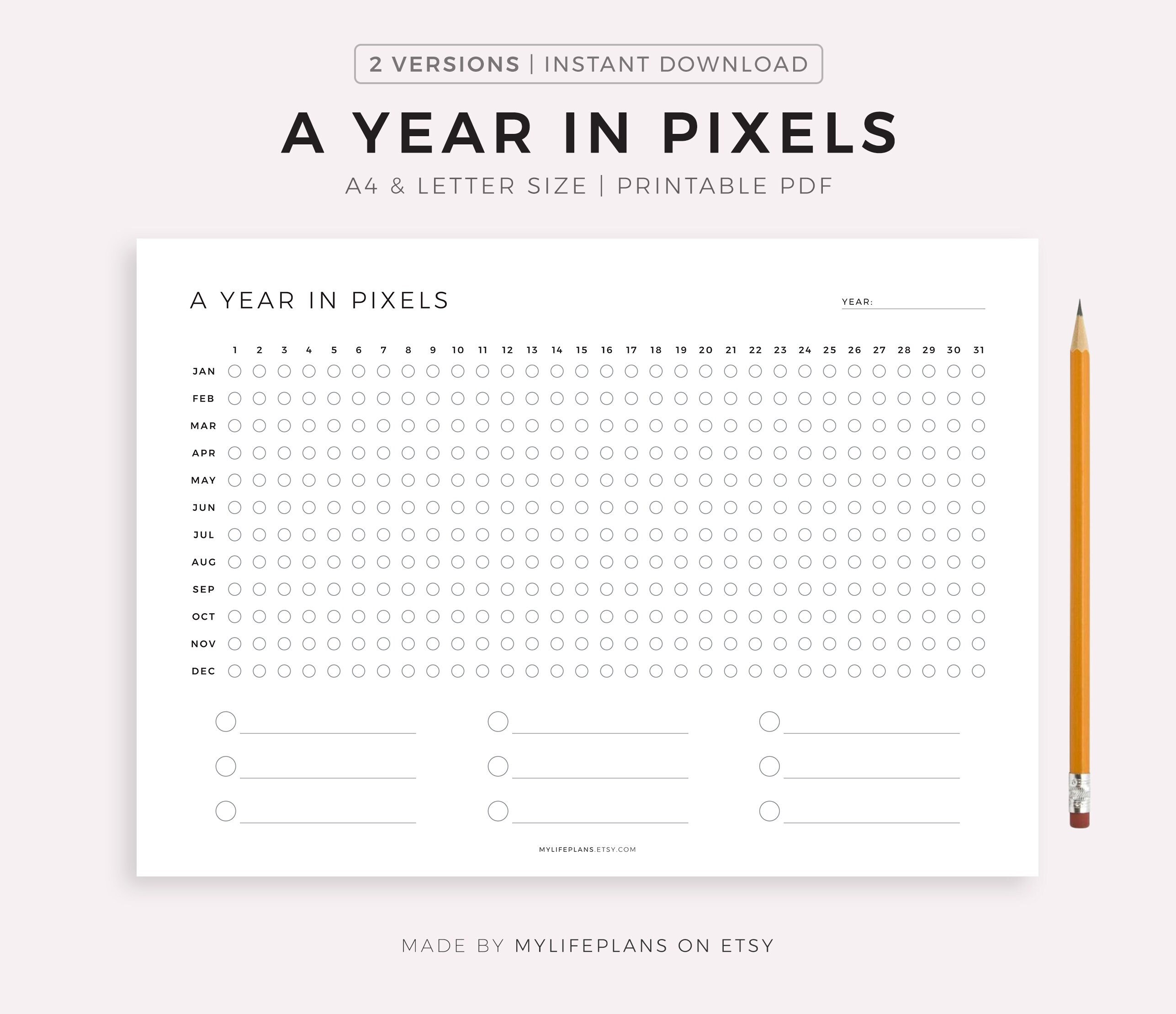 A Year in Pixels Printable Landscape Mood Tracker Exercise - Etsy UK