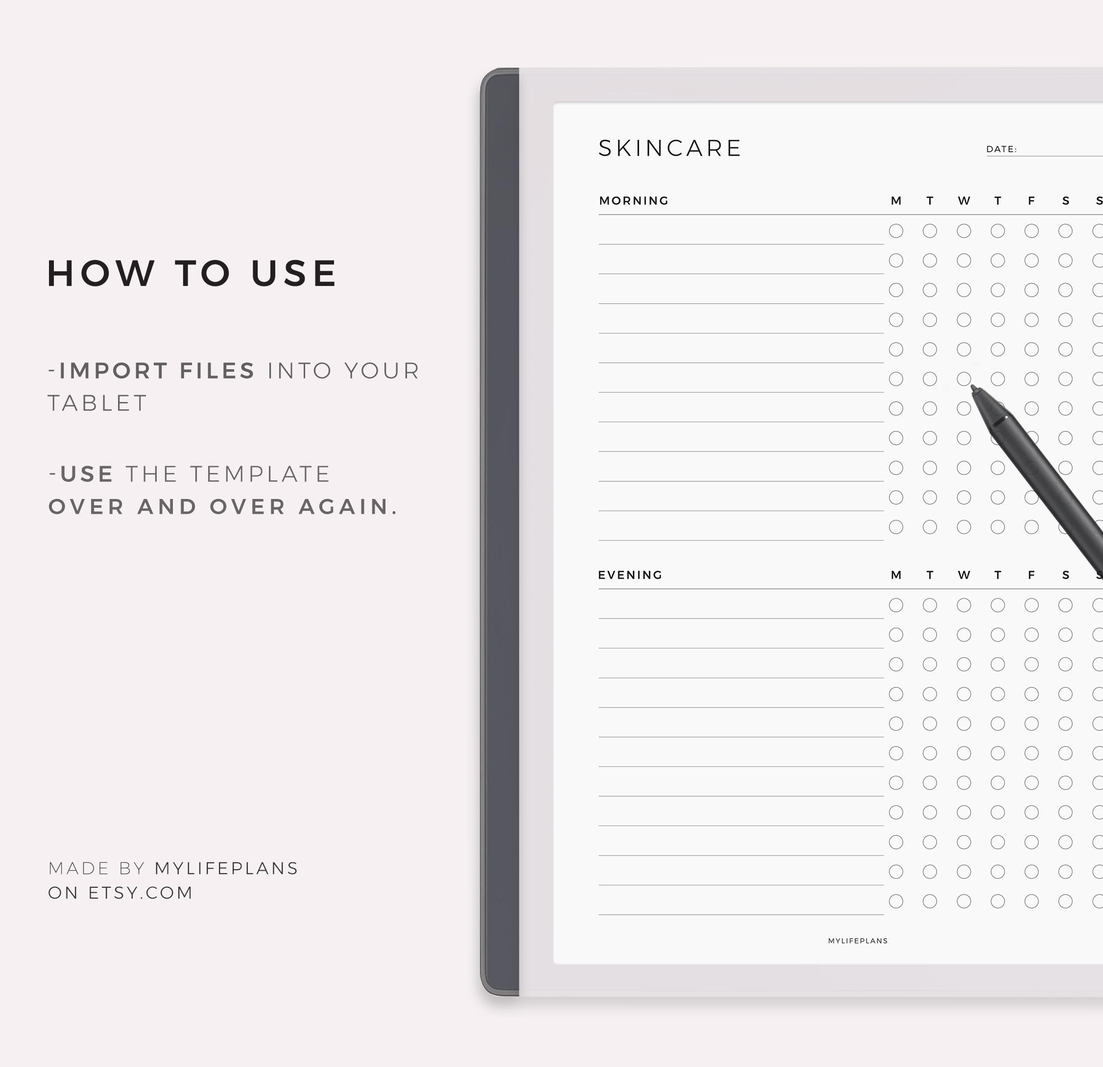 Skincare Routine Planner for Remarkable 2, Instant Download - Etsy