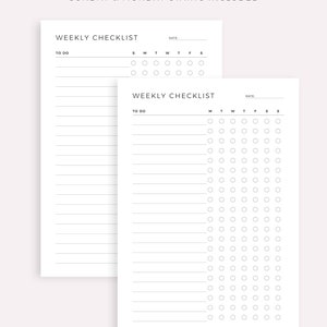 Weekly Checklist Printable & Fillable, Weekly to Do List Template, Task ...