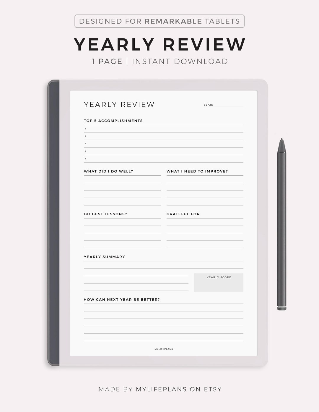 Yearly Review, Yearly Reflection, Annual Review, Yearly Goals Review ...