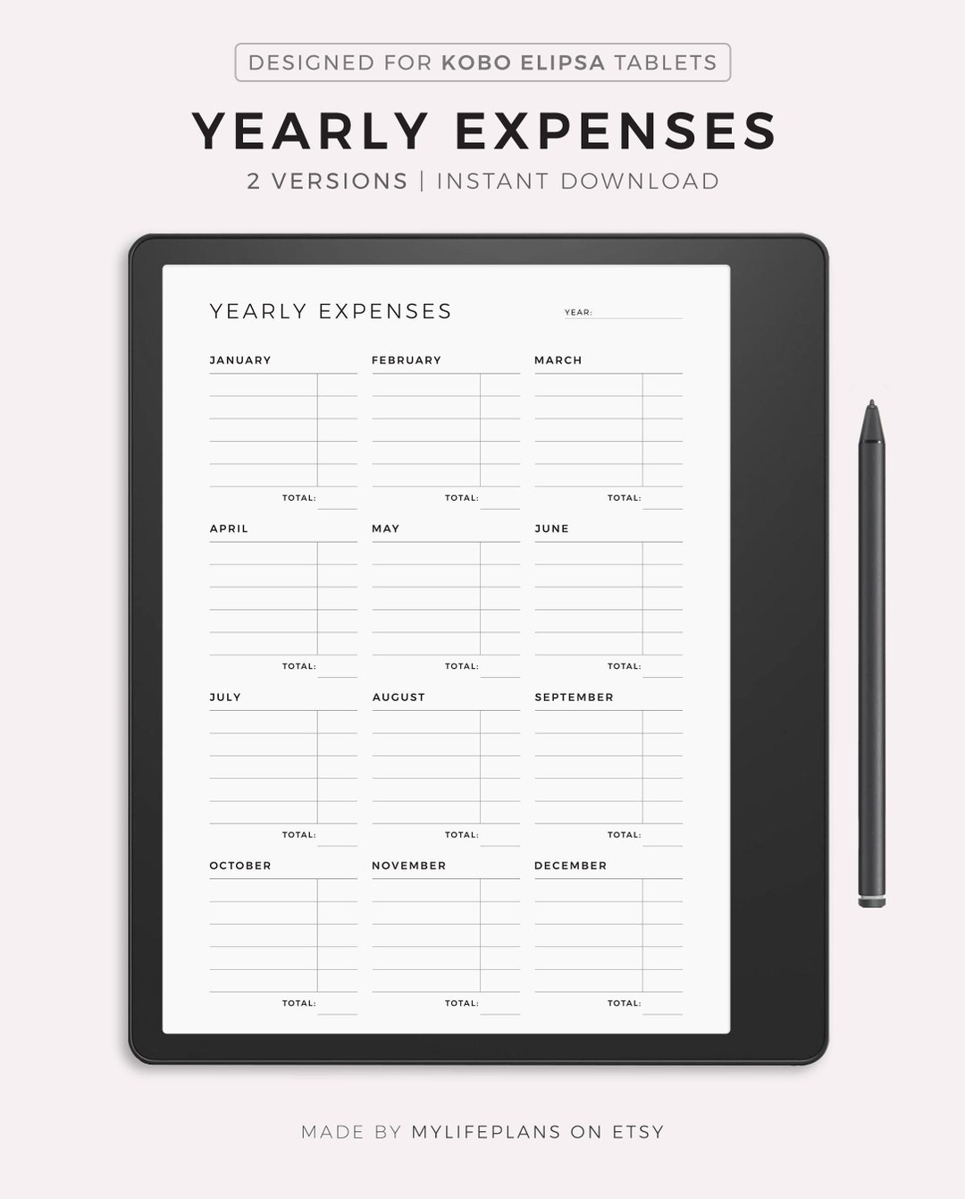 Yearly Expenses Overview, Business Spending Tracker, Budget Template ...