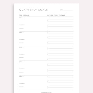 Top 5 Goals - Yearly Goals, Quarterly Goals, Monthly Goals, Weekly ...