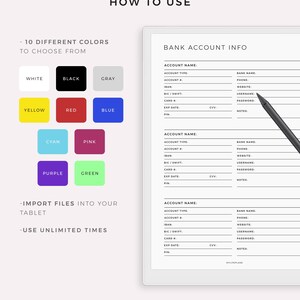 Bank Account Information Tracker, Bank Account Log, Bank Details ...