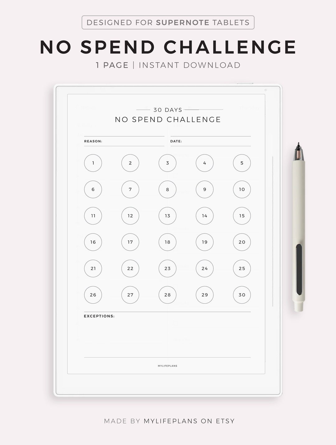 30 Day No Spending Challenge Money Saving Challenge Savings Tracker
