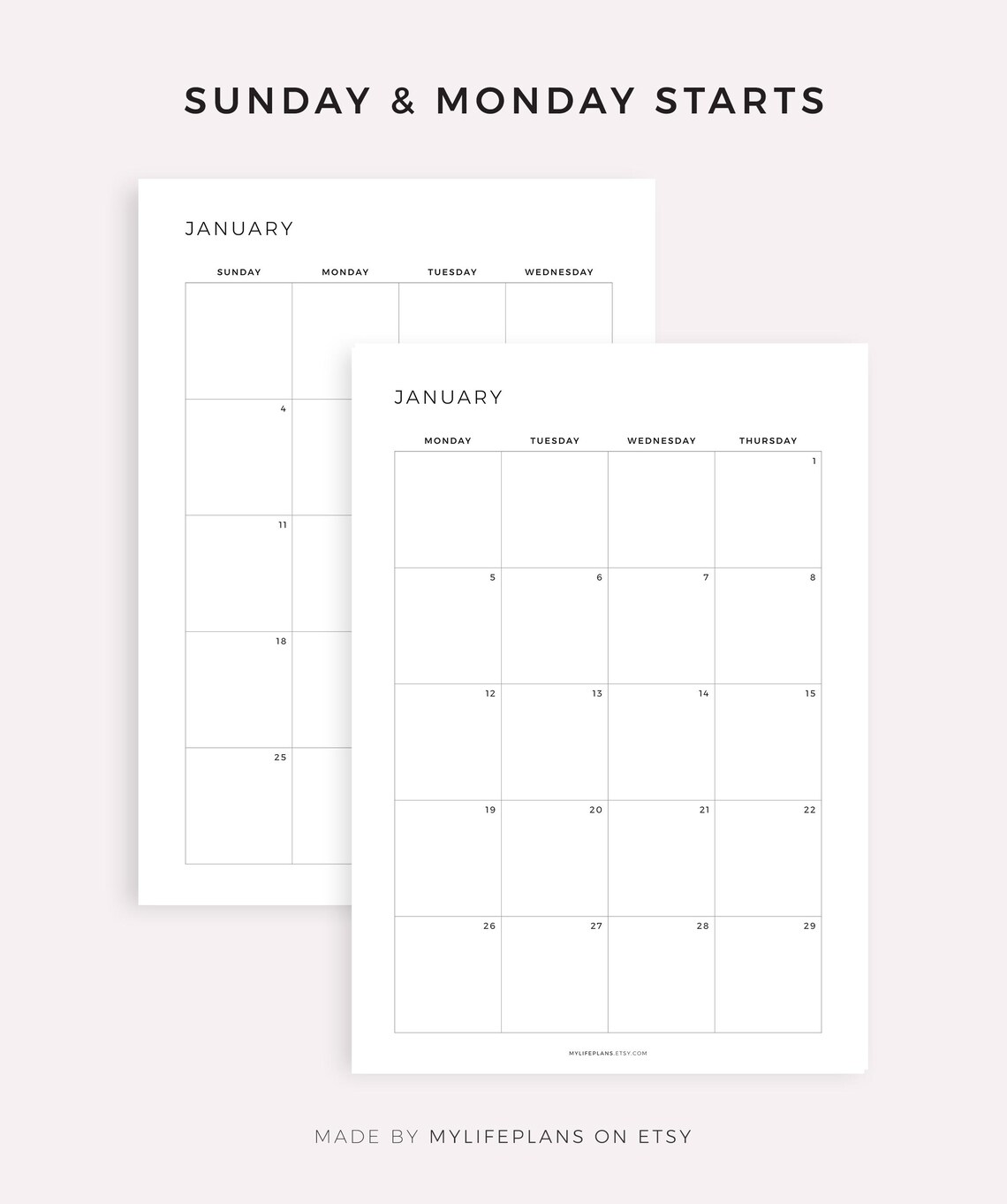 2026 Monthly Planner Printable, Dated Month on 2 Pages, 2026 Calendar ...