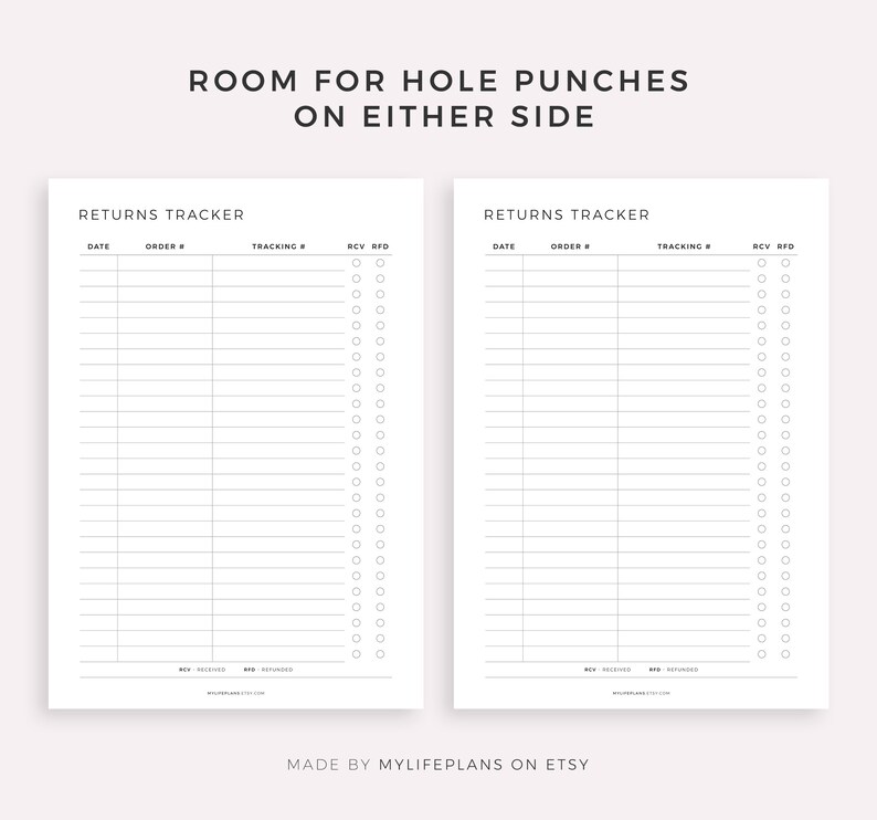Returns Tracker Printable, Online Business Return Sheet, Order Returns ...