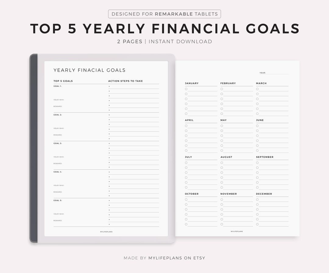 Top 5 Yearly Financial Goals, Goal Setting, Goal Planning, Plan for ...