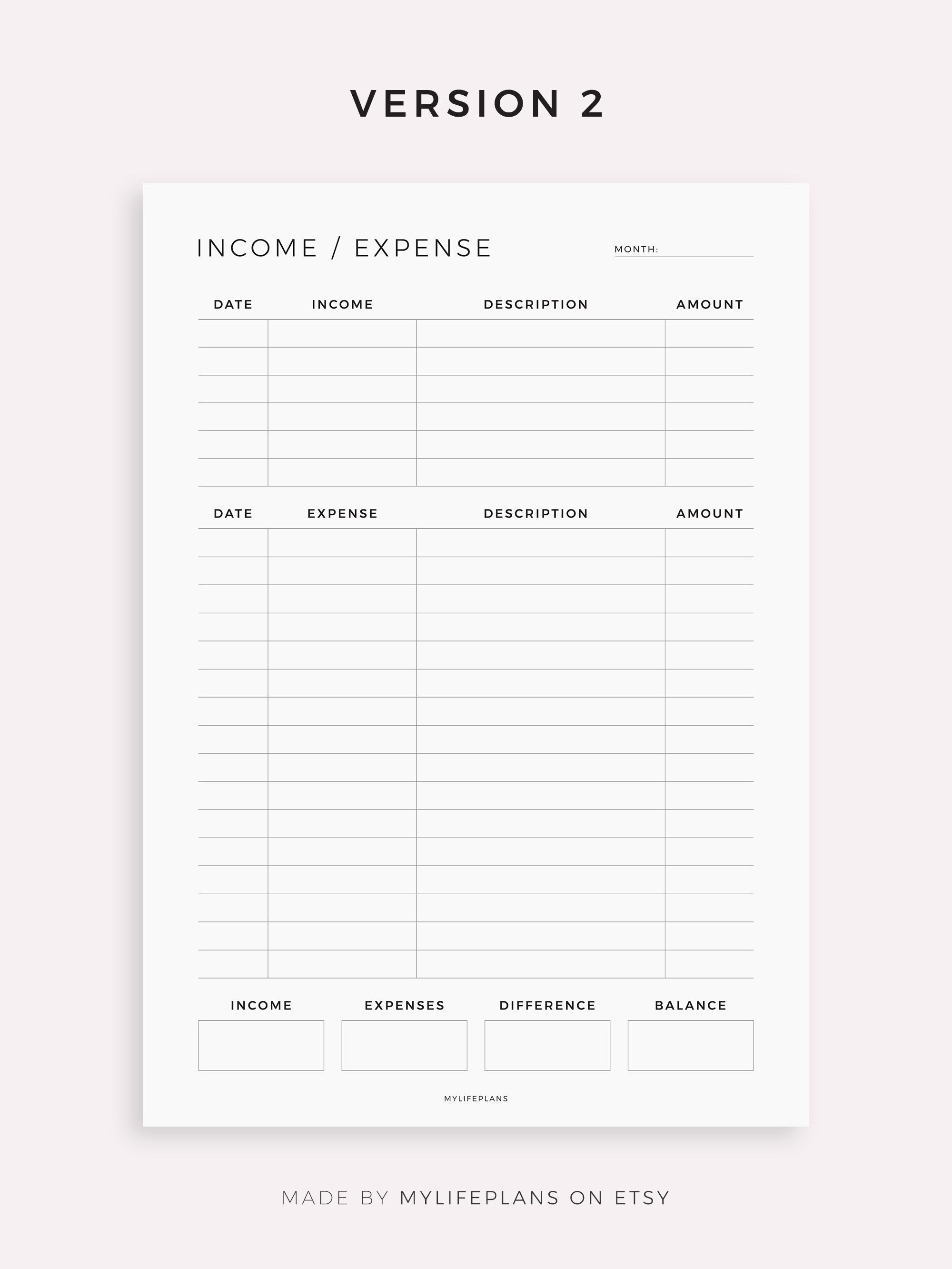 Income Tracker, Expense Tracker, Financial Planner, Monthly Budget ...