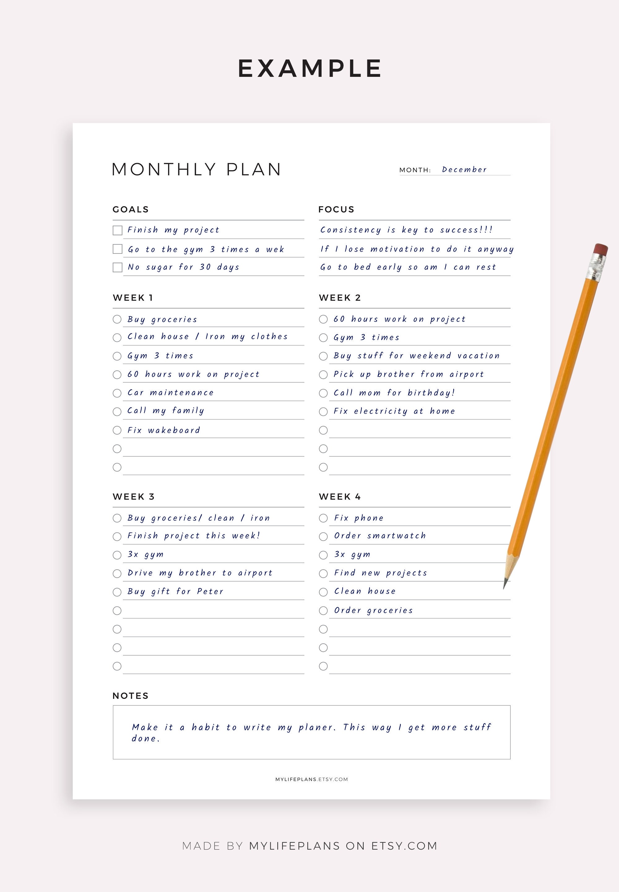 Monthly Planning Printable to Do List Template Task List - Etsy
