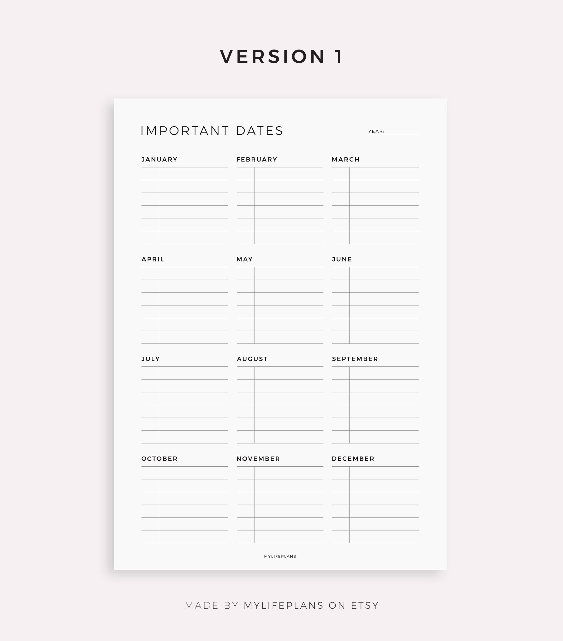 Yearly Important Dates - Birthdays, Anniversaries, Travels, Parties ...