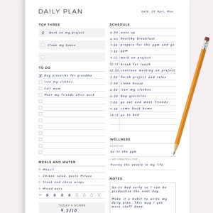 Printable Daily Planner PDF, Daily to Do List, Productivity Planner ...