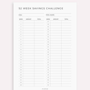 52 Week Savings Challenge for Supernote A5X/A5/A6X2/A6X/A6, Yearly ...