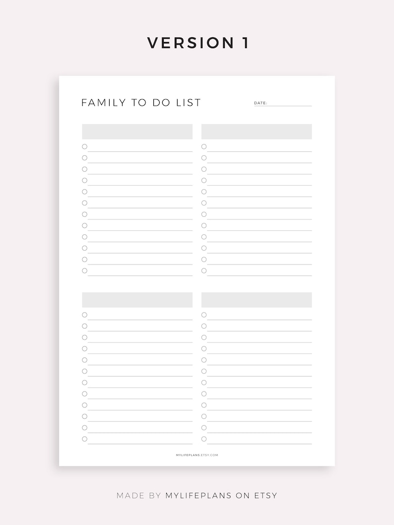 Family to Do List Printable Template Tasks for Family - Etsy UK