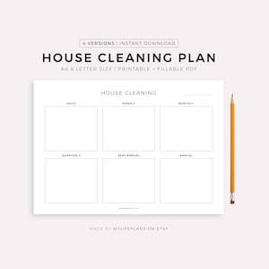 House Cleaning Planner Printable Landscape, Simple Cleaning Schedule ...