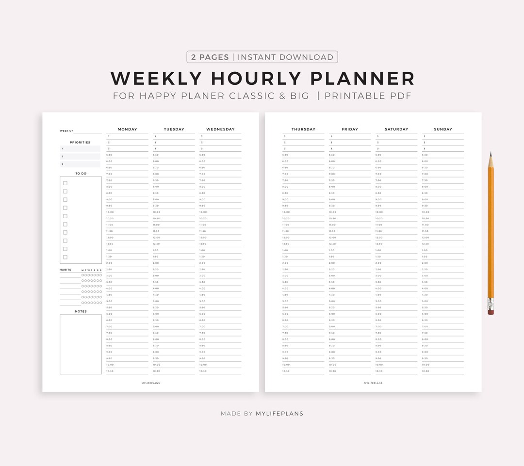 Weekly Planner for Happy Planner Classic & Big, Printable PDF, Instant ...