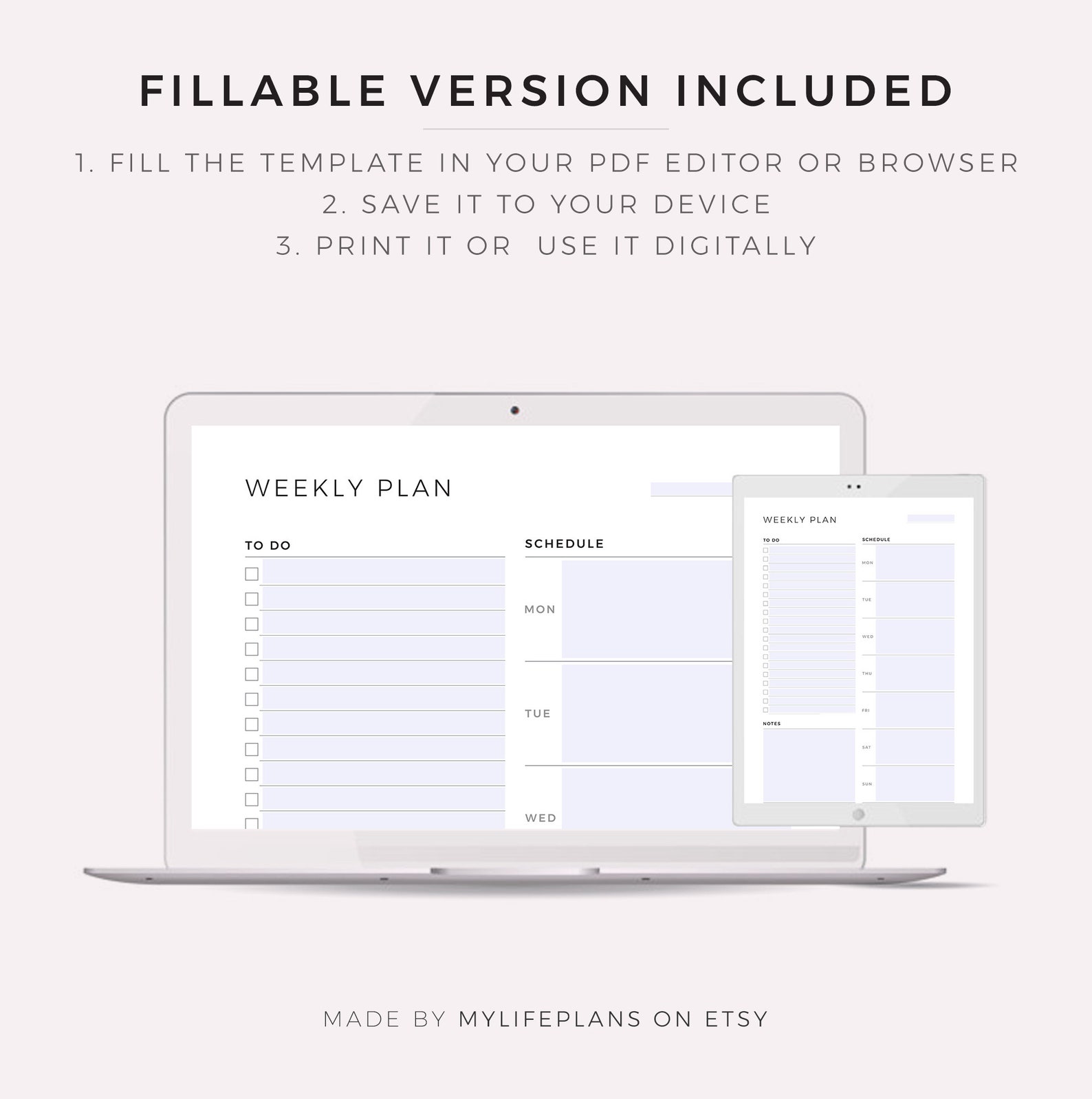 Weekly to Do List Printable, Minimalist Weekly Planner, Weekly Agenda ...